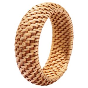 heidkrueger rattan bracelet for women girls handmade lightweight straw wicker braid woven bangle bracelet summer statement chunky bracelet (rattan b)