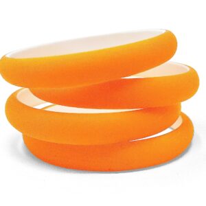 NEON NATION 4 Pack Thin 1/2 Inch Fluorescent Bright Neon Colored Matt Finish 80s Style Bangle Bracelets (4 Pack Neon Orange)