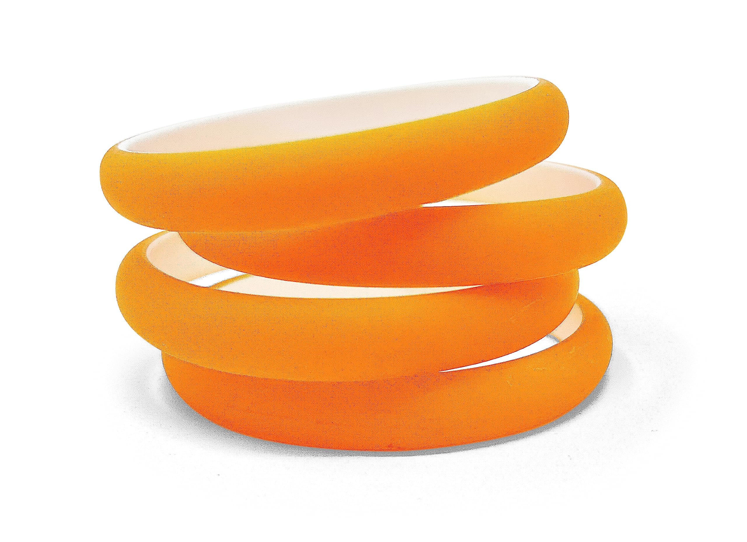 NEON NATION 4 Pack Thin 1/2 Inch Fluorescent Bright Neon Colored Matt Finish 80s Style Bangle Bracelets (4 Pack Neon Orange)