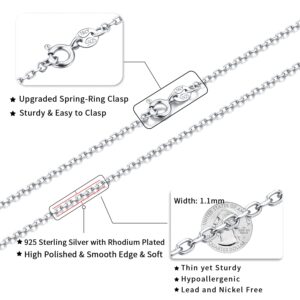 Jewlpire 925 Sterling Silver Chain Necklace Chain for Women 1.1mm Cable Chain Necklace Upgraded Spring-Ring Clasp - Thin & Sturdy - Italian Quality 18 Inch