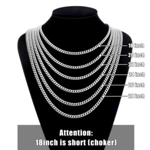 Fiusem Silver Tone Cuban Link Chain for Men, 4mm Mens Chain Necklaces, Miami Cuban Chain Necklace for Men Women 20 Inch