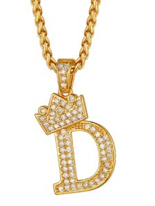 richsteel initial d necklace for men women 18k gold plated pendant with 22 inch chain fashion letter name jewelry