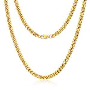 jewlpire gold chain for men, 6mm men's necklaces cuban link chain for men 18k gold plated mens gold chain 20 inch