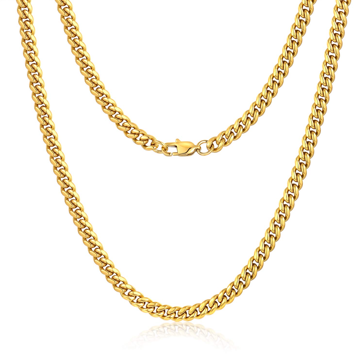 Jewlpire Gold Chain for Men, 6mm Men's Necklaces Cuban Link Chain for Men 18K Gold Plated Mens Gold Chain 20 Inch