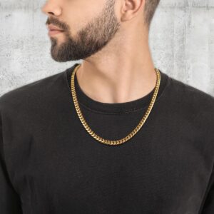 Jewlpire Gold Chain for Men, 6mm Men's Necklaces Cuban Link Chain for Men 18K Gold Plated Mens Gold Chain 20 Inch