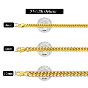 Jewlpire Gold Chain for Men, 6mm Men's Necklaces Cuban Link Chain for Men 18K Gold Plated Mens Gold Chain 20 Inch