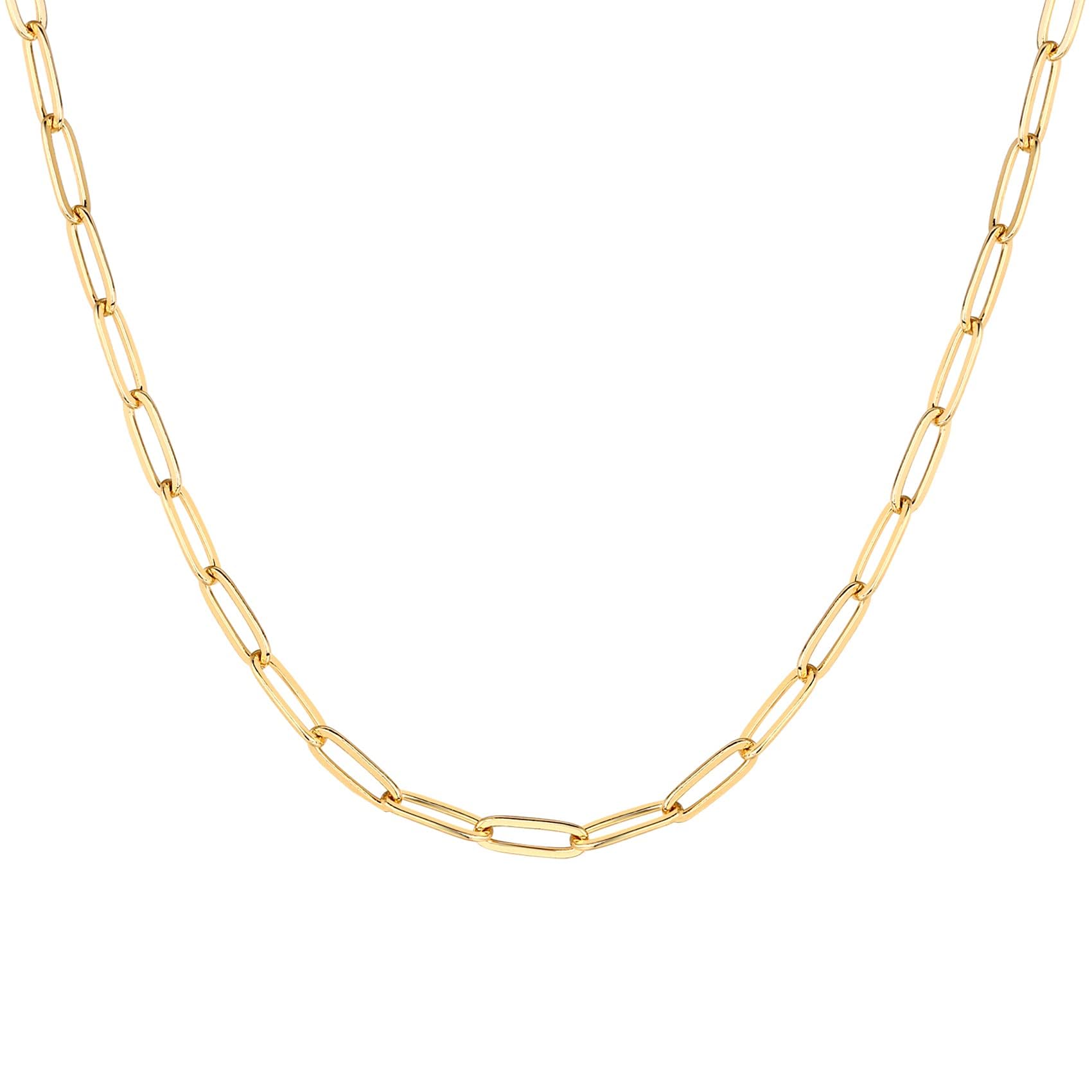 PAVOI Womens 14K Gold Plated – Yellow Gold Paperclip Chain Adjustable Necklace