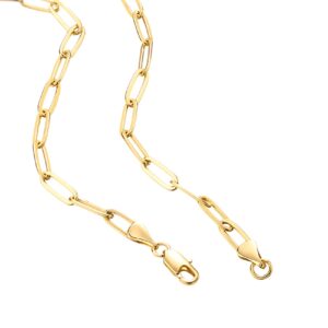 PAVOI Womens 14K Gold Plated – Yellow Gold Paperclip Chain Adjustable Necklace