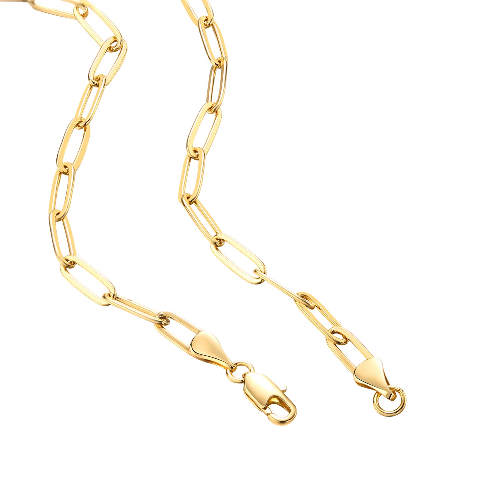 PAVOI Womens 14K Gold Plated – Yellow Gold Paperclip Chain Adjustable Necklace