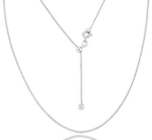 miabella 925 sterling silver italian 1.3mm adjustable solid diamond cut thin bolo cable chain necklace for women, slider chain 14-24 inch made in italy (sterling-silver)