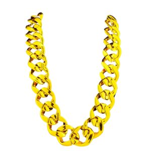 sanglarst gold chain necklace, 35.5 inch chunky chain golden ultra luxury looking feeling real solid 14k gold plated curb fake neck chain for party dancing