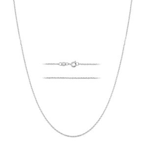 kisper sterling silver cable link chain necklace –thin, dainty, sterling silver plated stainless steel jewelry for women & men with spring ring clasp, 20"