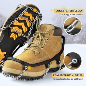 Pecube Ice Cleats for Shoes and Boots Traction Cleats Men Women Boot Chains Crampons for Anti Slip Outdoor Shoveling Hiking Walking on Snow and Ice (Silver, L)