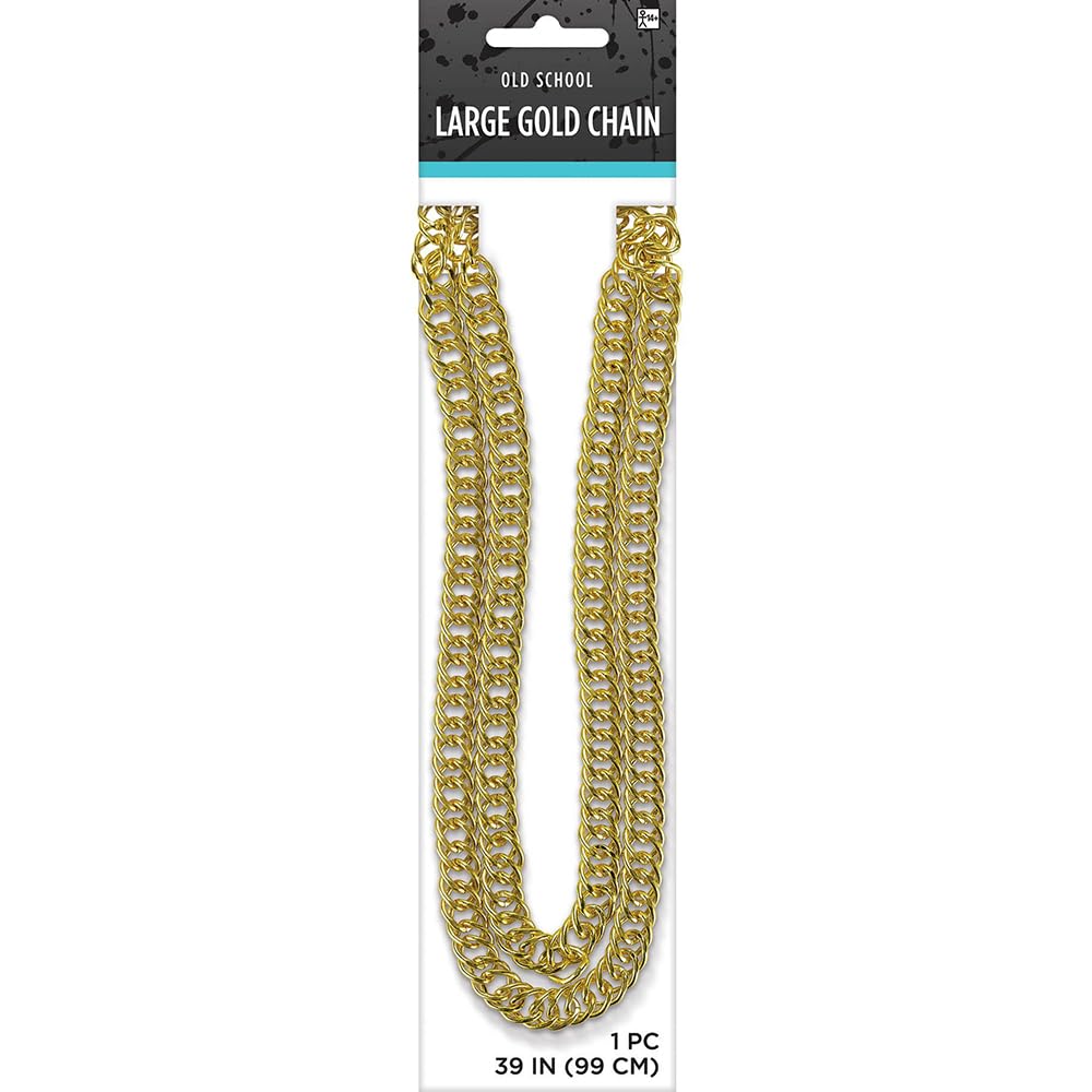 Amscan Large Gold Chain Necklace - 39", 1 Pc - Premium Gold-Plated Look & Lightweight Plastic - Bold & Dazzling - Perfect Statement Piece for Every Occasion