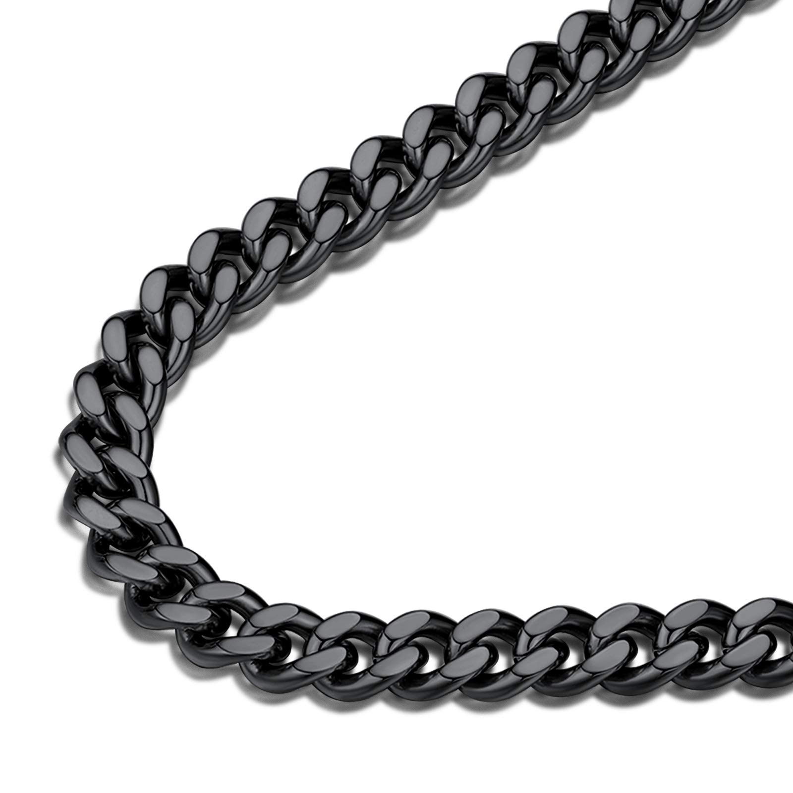 FindChic 7mm 18'' Men Black Curb Chain Necklace Thick Link Chains for Men