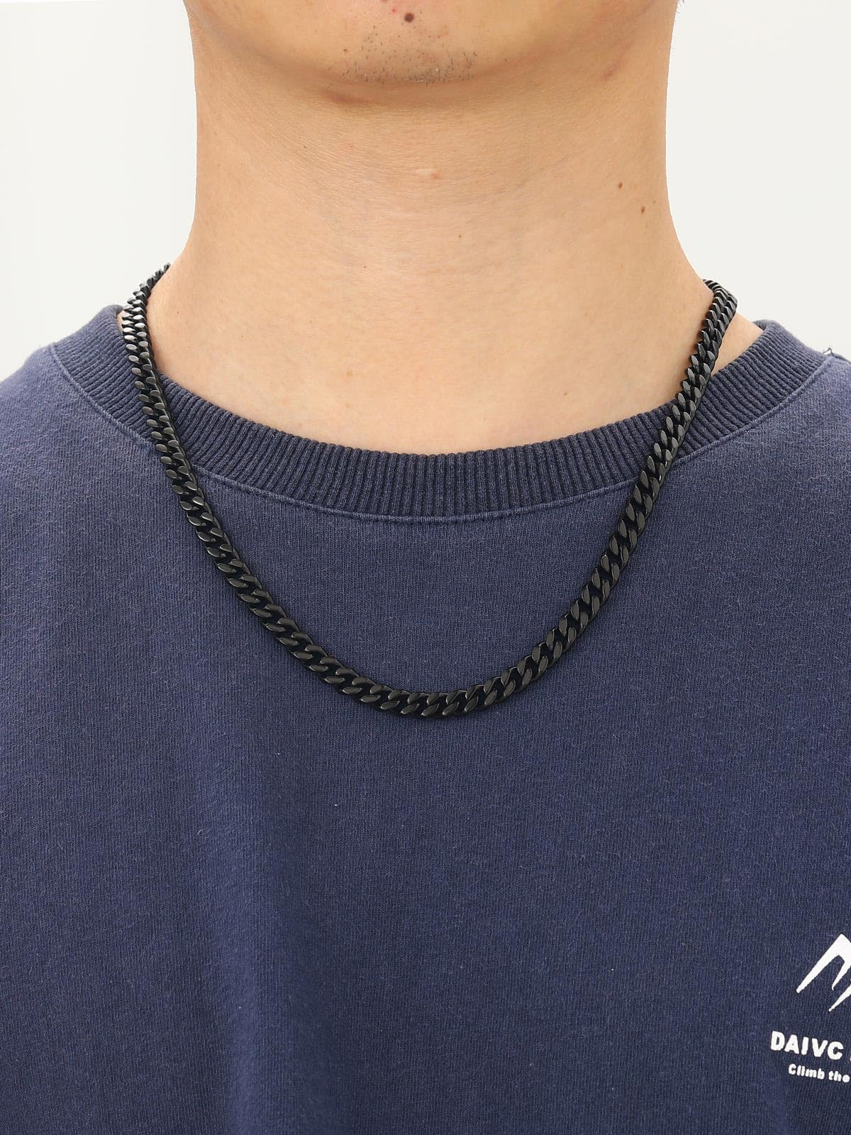 FindChic 7mm 18'' Men Black Curb Chain Necklace Thick Link Chains for Men