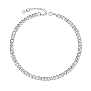 stainless steel chains for women necklace 6mm choker curb chain length 14inch