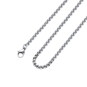 square rolo chain necklace 2mm 20inch stainless steel box chain jewelry for men & women