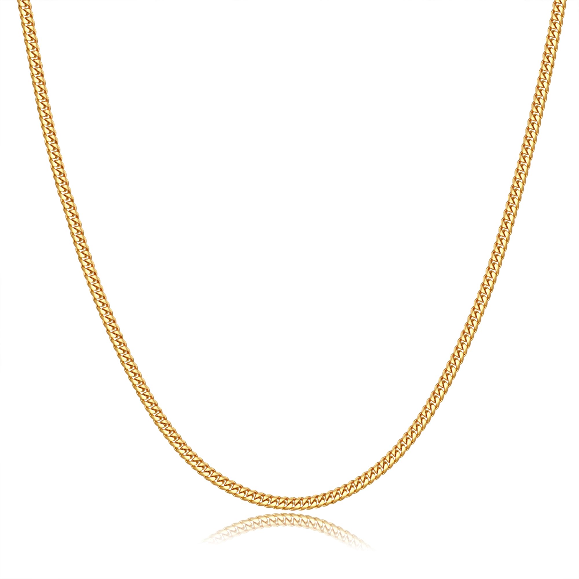 GLIVEOR Gold Chain for Men Women, 18K Gold Over Cuban Link Chain for Men 22 Inch Gold Chain for Men 3.5mm Diamond Cut Gold Chain Necklace for Men Gold Chains