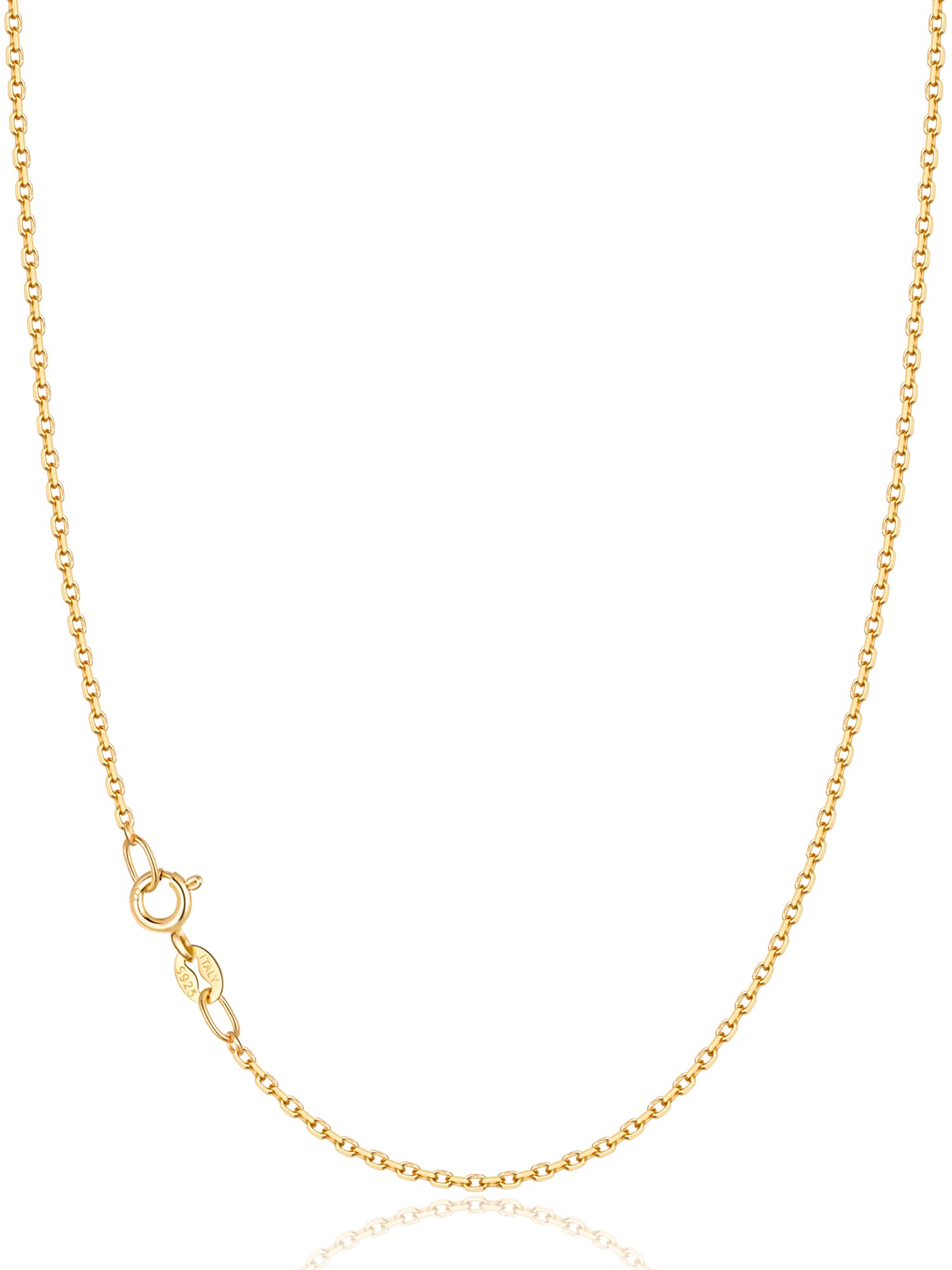 Jewlpire 18k Over Gold Chain Necklace for Women, 1.3mm Cable Chain Gold Chain for Women Sturdy & Shiny Women's Chain Necklaces, 20 Inches