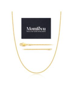 momlovu 18k over gold chain necklace for women, 1mm box chain necklaces gold chain for women thin & sturdy women's chain necklaces, 16 inch