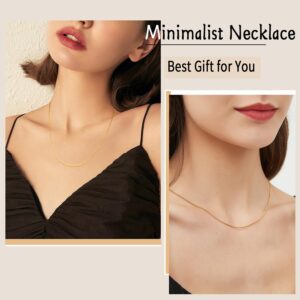 Momlovu 18K Over Gold Chain Necklace for Women, 1MM Box Chain Necklaces Gold Chain for Women Thin & Sturdy Women's Chain Necklaces, 16 Inch