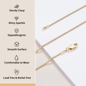 Momlovu 18K Over Gold Chain Necklace for Women, 1MM Box Chain Necklaces Gold Chain for Women Thin & Sturdy Women's Chain Necklaces, 16 Inch