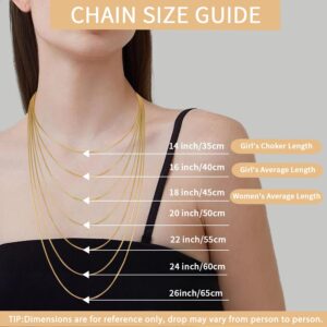 Momlovu 18K Over Gold Chain Necklace for Women, 1MM Box Chain Necklaces Gold Chain for Women Thin & Sturdy Women's Chain Necklaces, 16 Inch