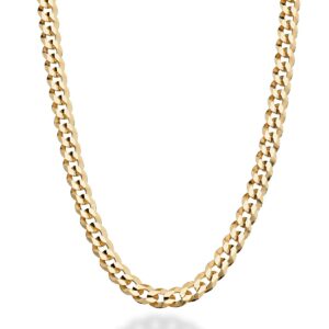 Miabella Solid 18K Gold Over 925 Sterling Silver Italian 5mm Diamond-Cut Cuban Link Curb Chain Necklace for Women Men, Made in Italy (22 Inches (men's average length))