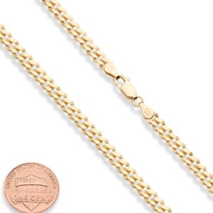 Miabella Solid 18K Gold Over 925 Sterling Silver Italian 5mm Diamond-Cut Cuban Link Curb Chain Necklace for Women Men, Made in Italy (22 Inches (men's average length))