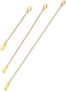 altitude boutique 18k gold plated necklace extenders | delicate necklace extender chain set for women | 3 piece set, hypoallergenic extensions 2”, 4”, 6” inches in gold, rose gold, or silver (gold)