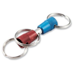 lucky line 3-way pull apart keychain,1 pack, red, blue and silver (71701)