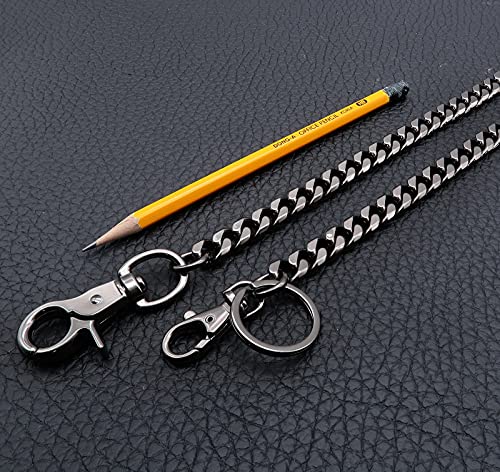 newtro Wallet Chain Men Women Boy Girl, Biker Motorcycle Pants Jean Punk Long Key Chain Ring Holder Black 17" (D06BK17)