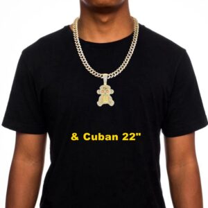 FW Jewelry Mens Hip Hop Iced Out Chain Necklaces Silver Gold Pendant Chains for Boys 22 Inch (Gold Monkey, Rope Chain)