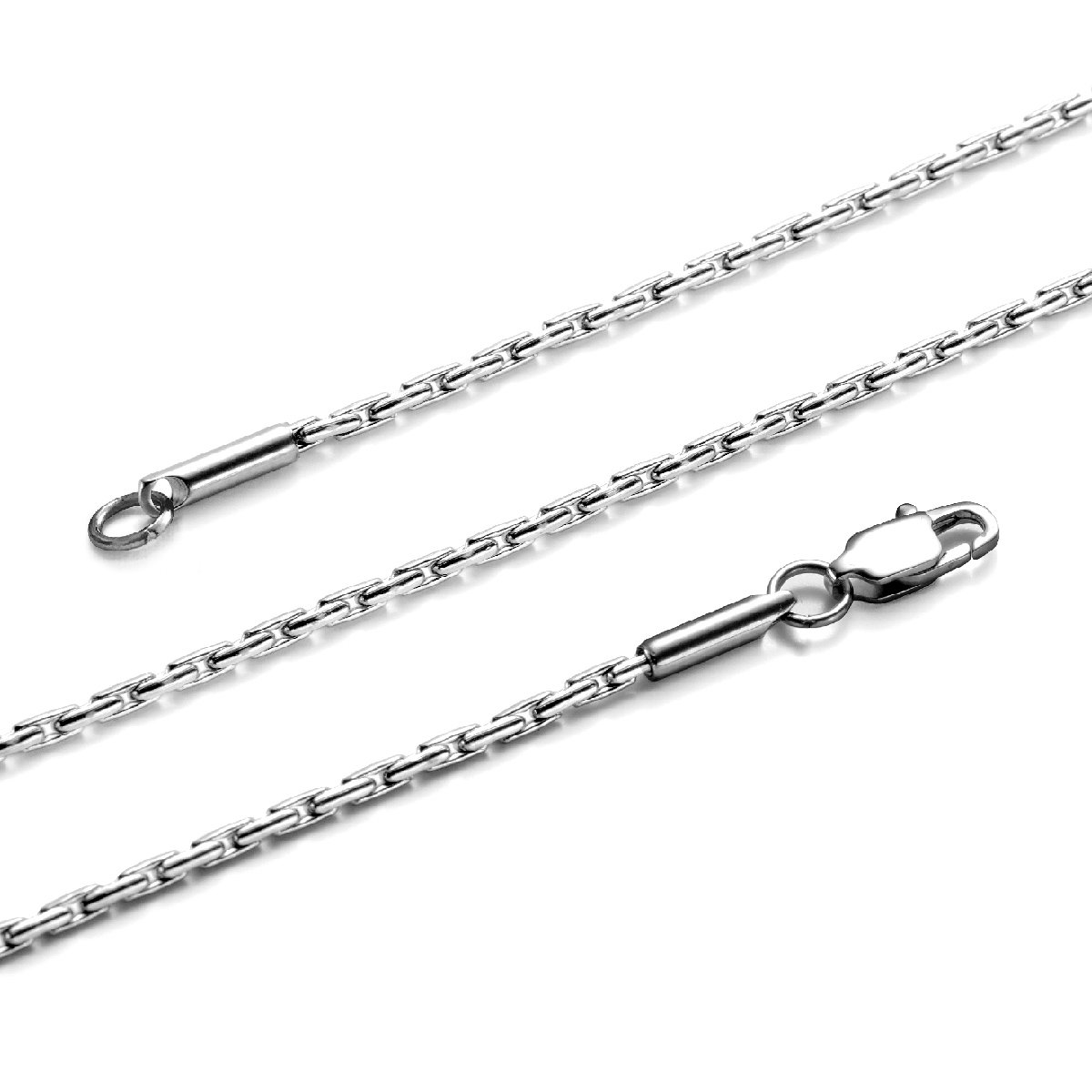 TRUSUPER Silver Color Style Titanium Stainless Steel Mens Womens Italy Fantastic Chain Necklaces 2mm Unisex 24 Inch