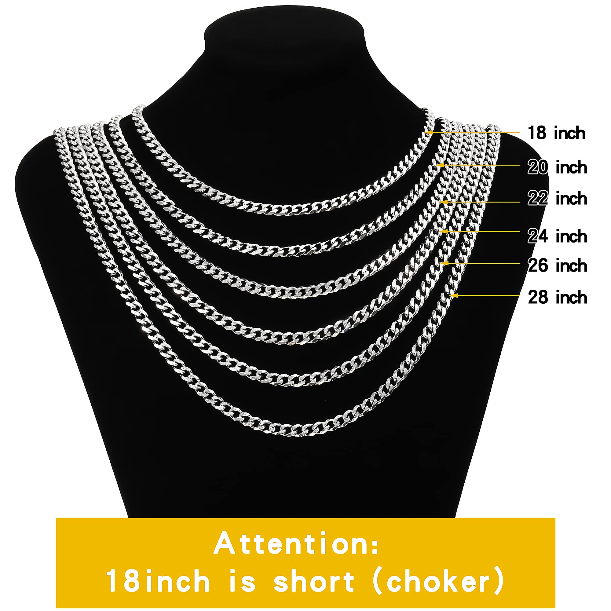 Fiusem Silver Tone Cuban Link Chain for Men, 6mm Mens Chain Necklaces, Stainless Steel Chain Necklaces for Men Women, 20 inch