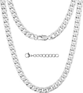 silvadore silver mens necklace chain for men stainless steel cuban link jewelry - cadenas para hombres - 20 inch 9mm thick miami curb - non-tarnish rapper cool sterling christmas gift