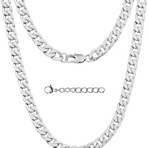 Silvadore Silver Mens Necklace Chain for Men Stainless Steel CUBAN Link Jewelry - Cadenas Para Hombres - 20 inch 9mm Thick Miami Curb - Non-Tarnish Rapper Cool Sterling Christmas Gift