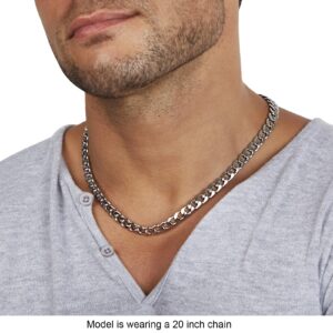 Silvadore Silver Mens Necklace Chain for Men Stainless Steel CUBAN Link Jewelry - Cadenas Para Hombres - 20 inch 9mm Thick Miami Curb - Non-Tarnish Rapper Cool Sterling Christmas Gift