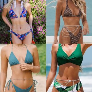 Vegolita 9Pcs Waist Belly Chain for Women Boho Multilayer Beach Bikini Body Chain Summer Adjustable Body Jewelry S