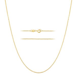 kisper 24k gold cable link chain necklace – thin, dainty, gold plated stainless steel jewelry for women & men with spring ring clasp, 18”