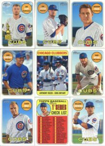 2018 topps heritage chicago cubs team set of 16 cards: anthony rizzo(#20), jon lester(#43), ian happ(#63), kris bryant(#80), anthony rizzo/kris bryant(#106), kris bryant(#107), jose quintana(#126), javier baez(#171), addison russell(#241), willson contrer