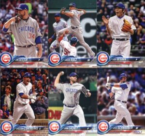 2018 topps chicago cubs team set of 10 baseball cards (series 1): anthony rizzo(#50), alex avila(#53), ian happ(#118), john lackey(#171), willson contreras(#172), jose quintana(#175), kyle schwarber(#225), javier baez(#265), jon lester(#266), koji uehara(