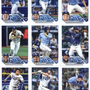 2023 Topps Complete Set (Series 1 & 2) Tampa Bay Rays Team Set of 16 Cards: Jeffrey Springs(#12), Brandon Lowe(#36), Jonathan Aranda(#154), Manuel Margot(#204), Wander Franco(#215), Yandy Díaz(#227), Shane McClanahan(#236), Kevin Kiermaier(#272), Ji-Man C