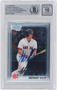 anthony rizzo boston sox autographed 2010 bowman chrome prospects mlb #bcp101 beckett fanatics witnessed authenticated 10 card - baseball slabbed autographed cards