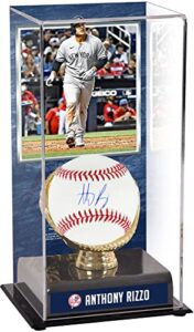 anthony rizzo new york yankees autographed baseball and debut series gold glove display case with image