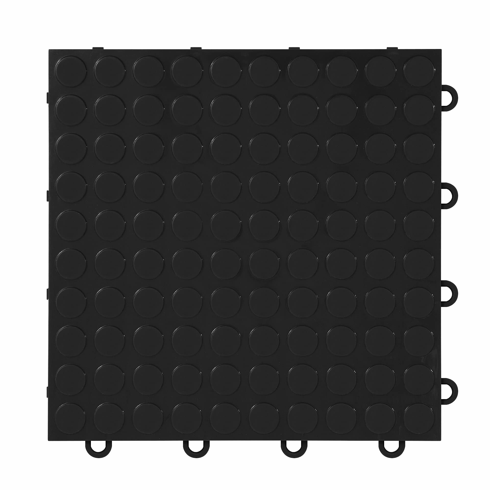 FlooringInc's Nitro 12"x12" Snap-Together Garage Flooring Tiles, Non-Slip Interlocking Plastic Garage Floor Mat, Garage Organization & Garage Storage, Coin Pattern, Midnight Black, 52 Tiles, 52 Sq/Ft