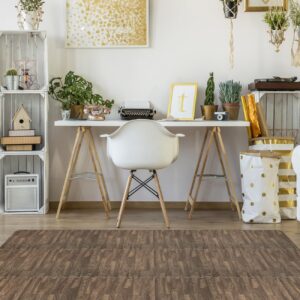 Sorbus 48Sq. Ft. Wood Grain Floor Tiles Foam Mat EVA Interlocking Mats Tile 3/8-Inch Thick Flooring Wood Puzzle Exercise Mats w/Borders - Home Playroom Basement, Apartment, Trade Show, Baby, Dance