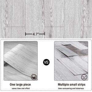 Oxdigi Peel and Stick Vinyl Flooring Roll 23"x 118"/19 Sq.Ft, Thicken Self Adhesive Vinyl Floor Tiles Wood Plank Flooring Waterproof Wear-resistant for any Room, Easy DIY Floor Coverings, White-Washed