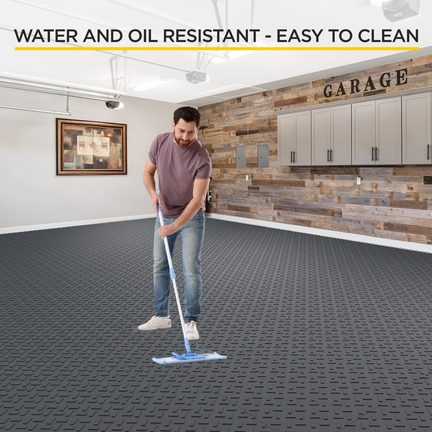 Garage Floor Tiles Pack of 48 Interlocking Garage Flooring Tiles Oil and Stain Resistant Antislip 12x12 Inch Modular Garage Tiles with 40000 lbs Load Capacity for Garage Floor System and Shed Flooring